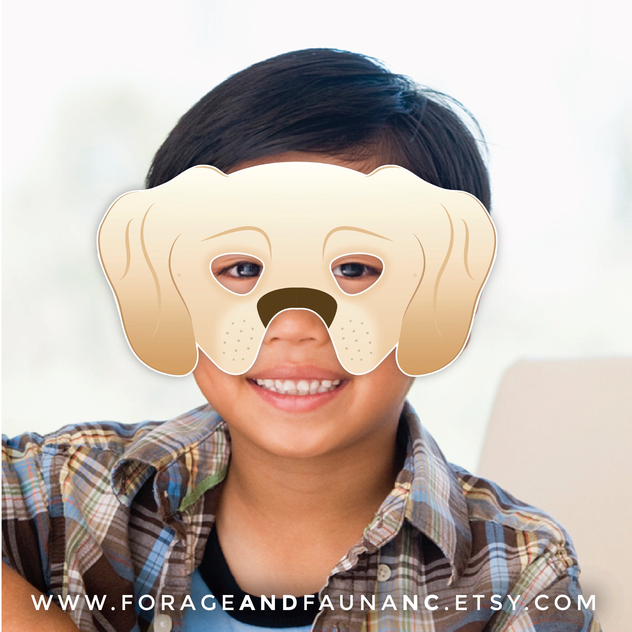 Yellow Labrador Printable Dog Mask Costume Tan Dog Halloween | Etsy