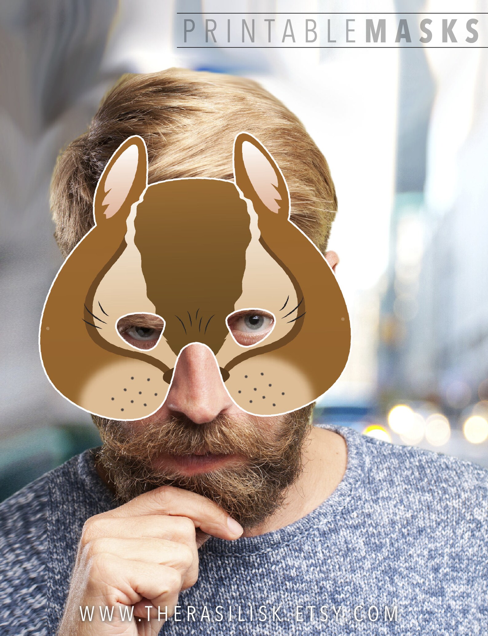 Printable Mask Halloween Animal Mask Chipmunk Mask Alvin - Etsy