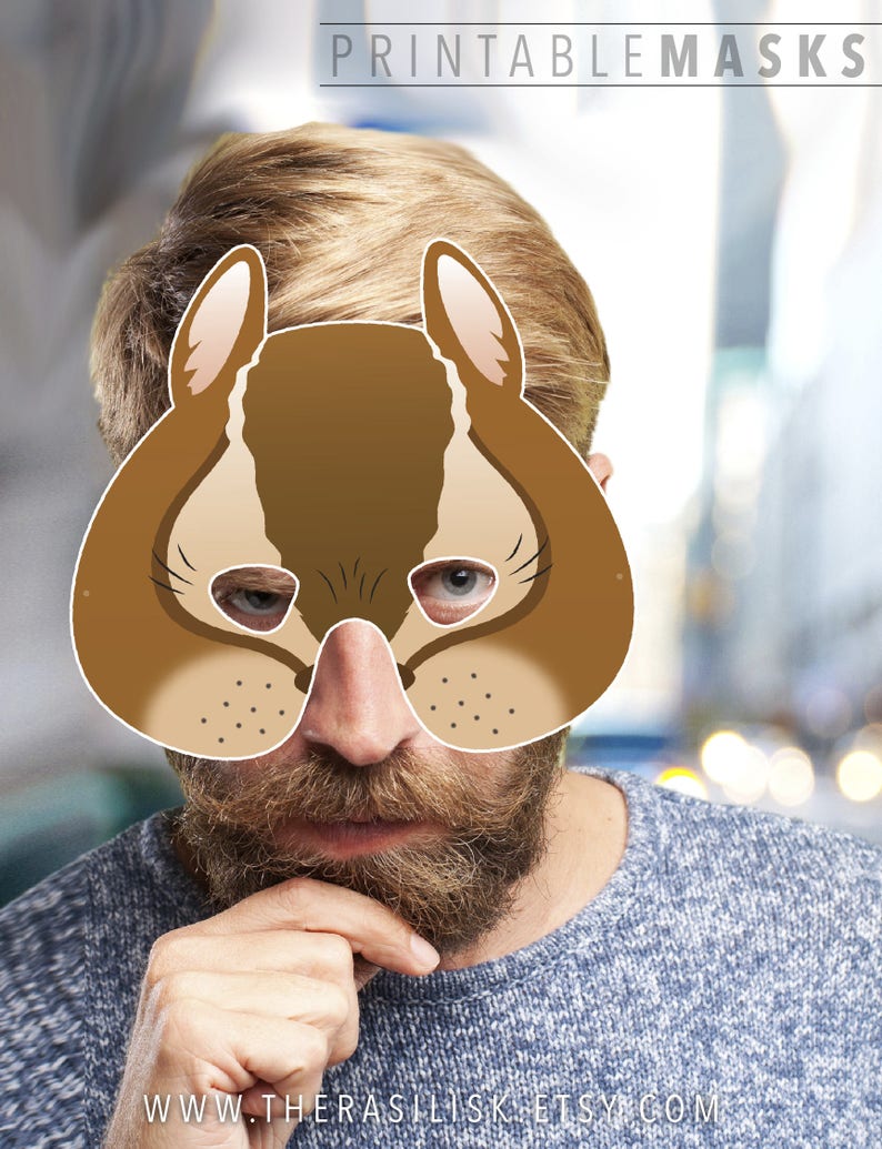 Printable Mask Halloween Animal Mask Chipmunk Mask Alvin - Etsy