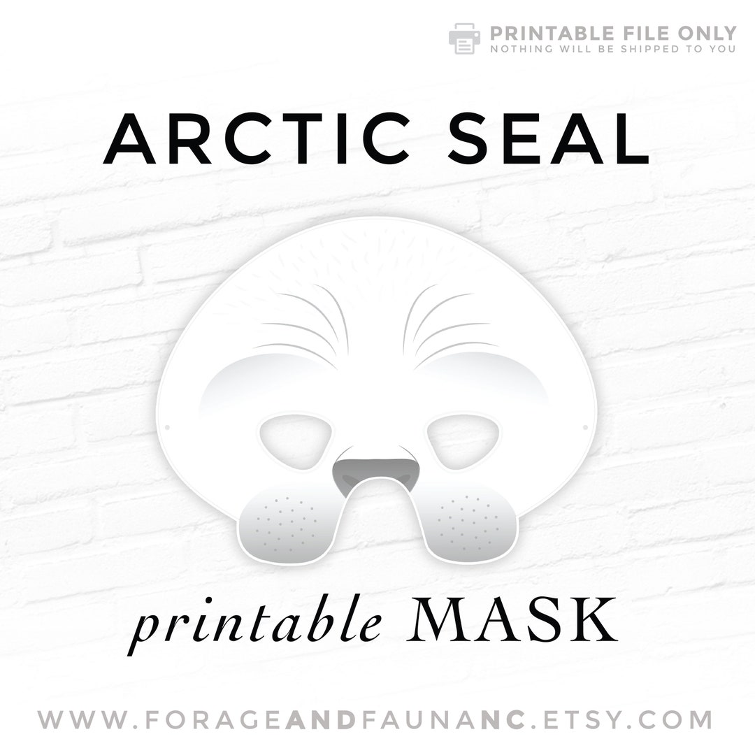 Arctic White Seal Printable Animal Mask Harp Seal Saddleback Greenland ...