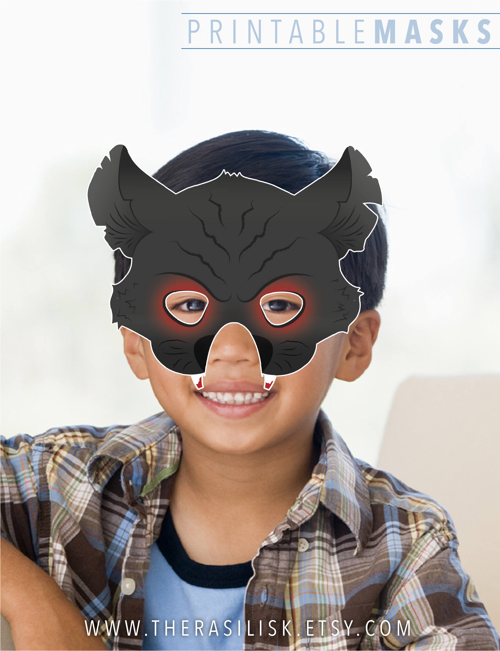 Halloween Mask Printable Mask Evil Gray Rat Mask Black - Etsy