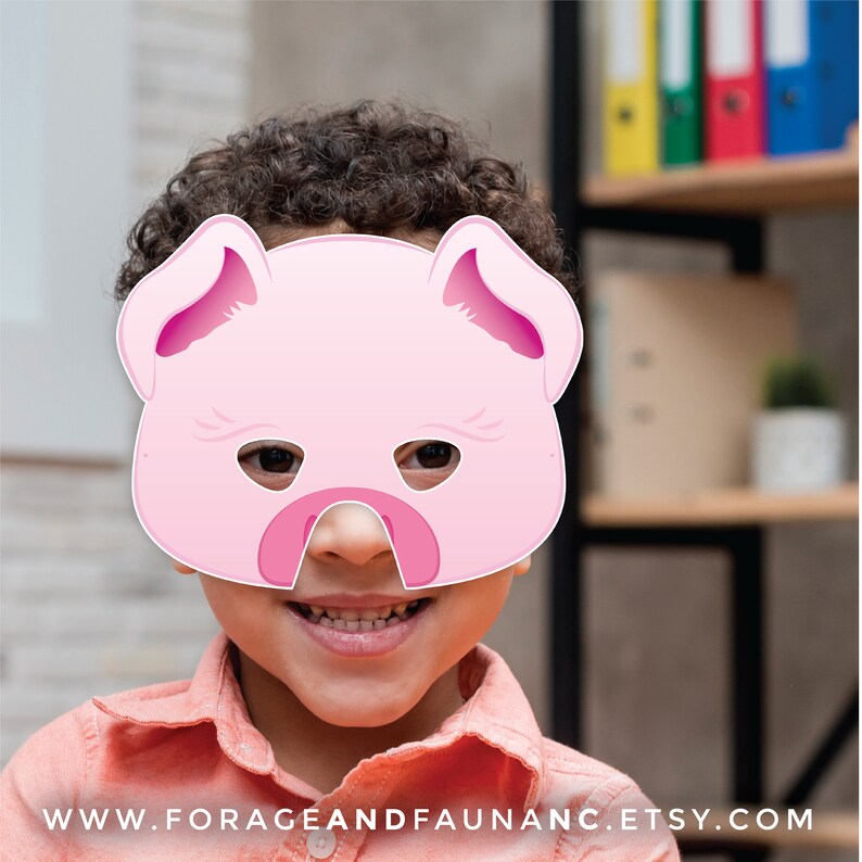 Pink Pig Printable Animal Mask Halloween Party Mask Chinese - Etsy