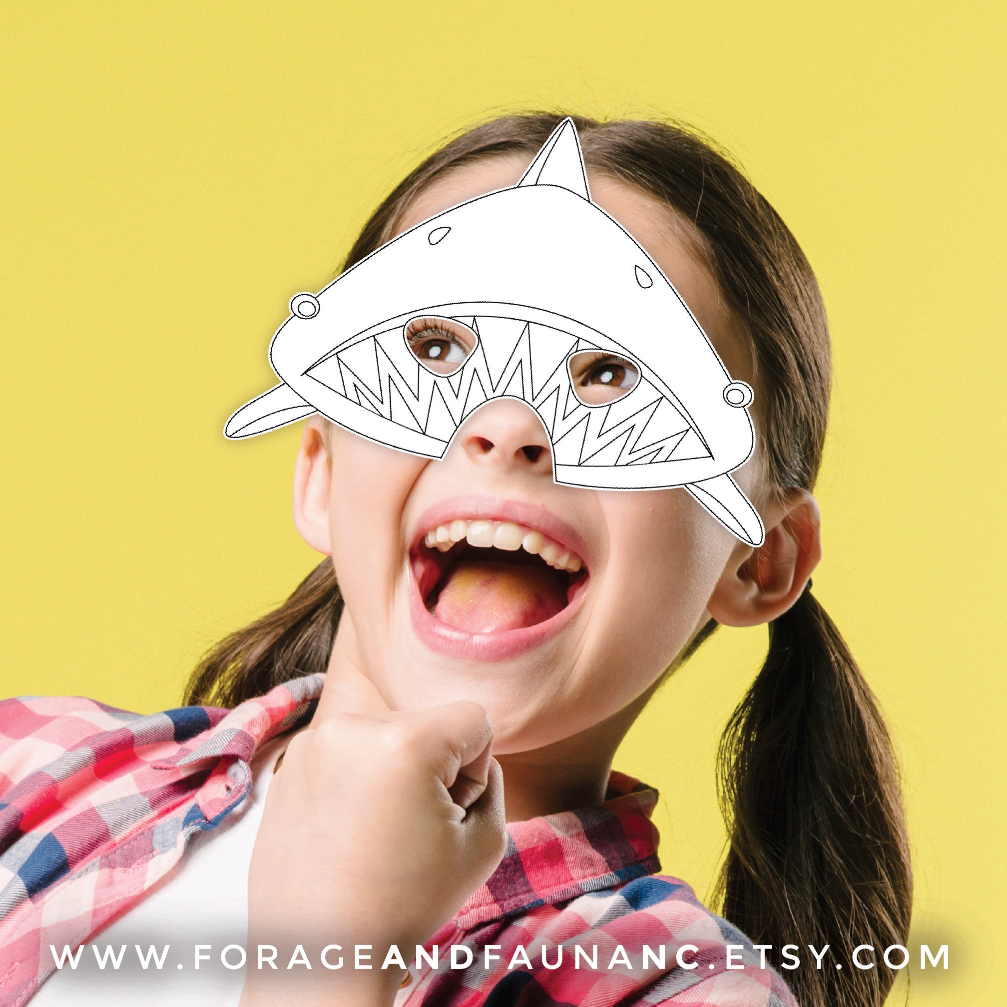 Coloring Book Activity Shark Mask Printable Great White Shark - Etsy Canada