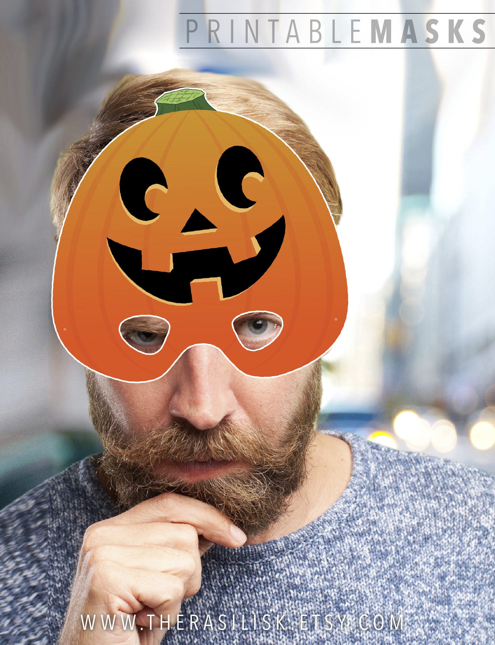 Halloween Mask Jack-o-lantern Printable Mask Happy Pumpkin - Etsy