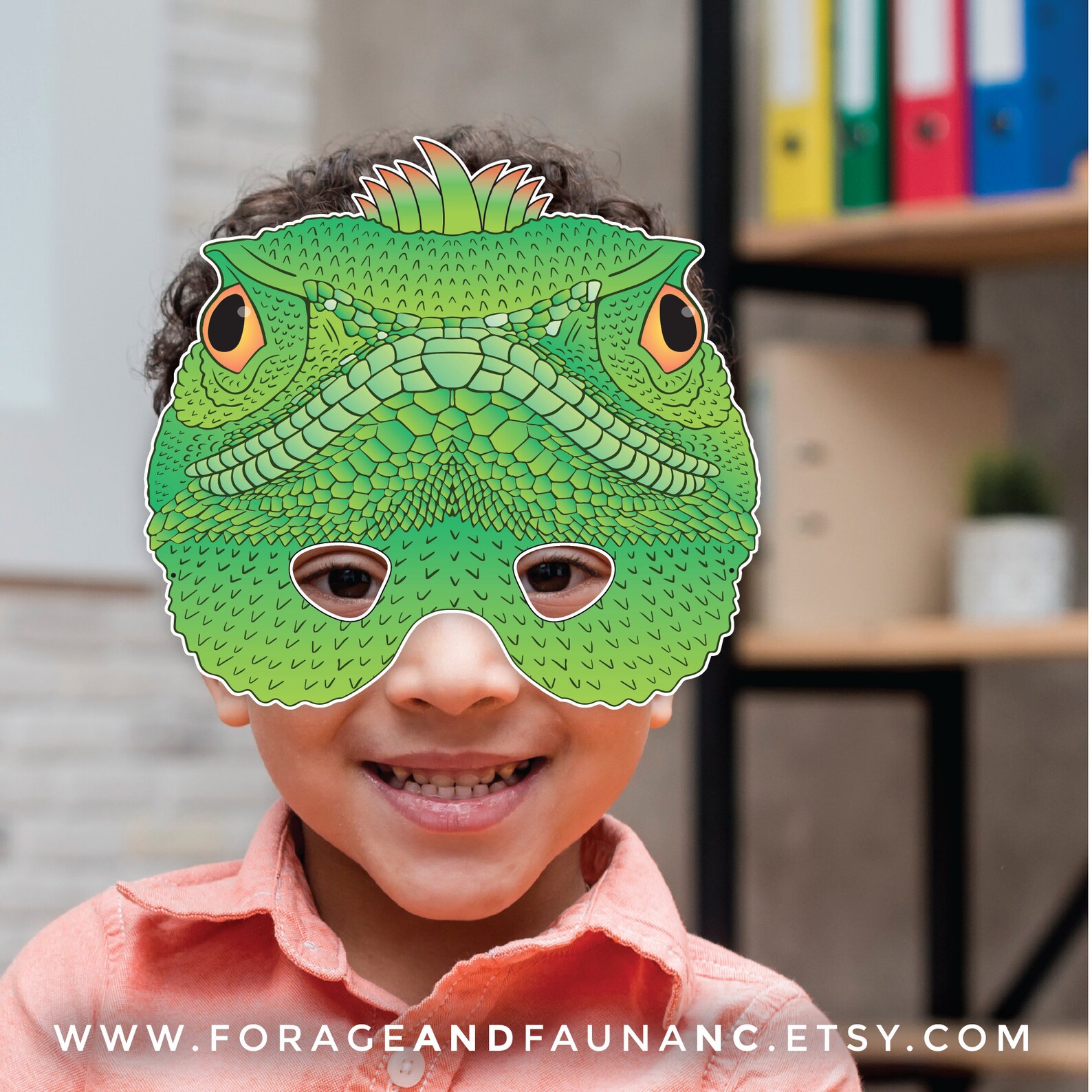 Iguana Lizard Printable Animal Mask Halloween Costume Green Giant ...