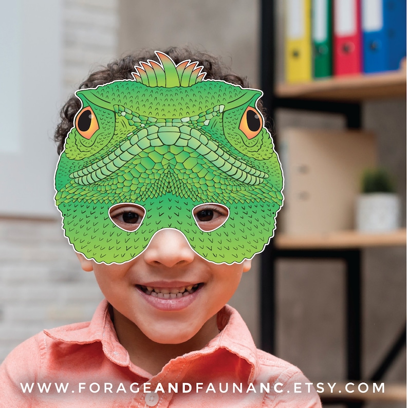 Iguana Lizard Printable Animal Mask Halloween Costume Green Giant ...