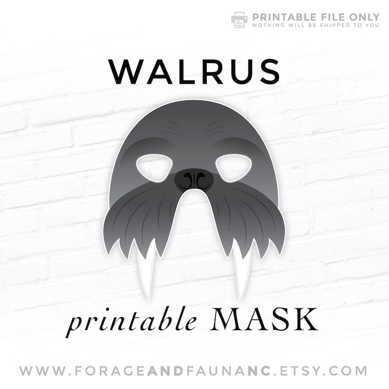 Walrus Printable Marine Mammal Sea Animal Mask Halloween Party Costume ...