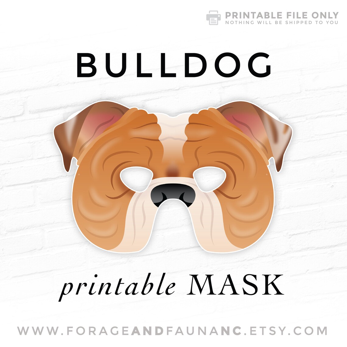 Bulldog Printable Halloween Mask American Bulldog English Bulldog ...