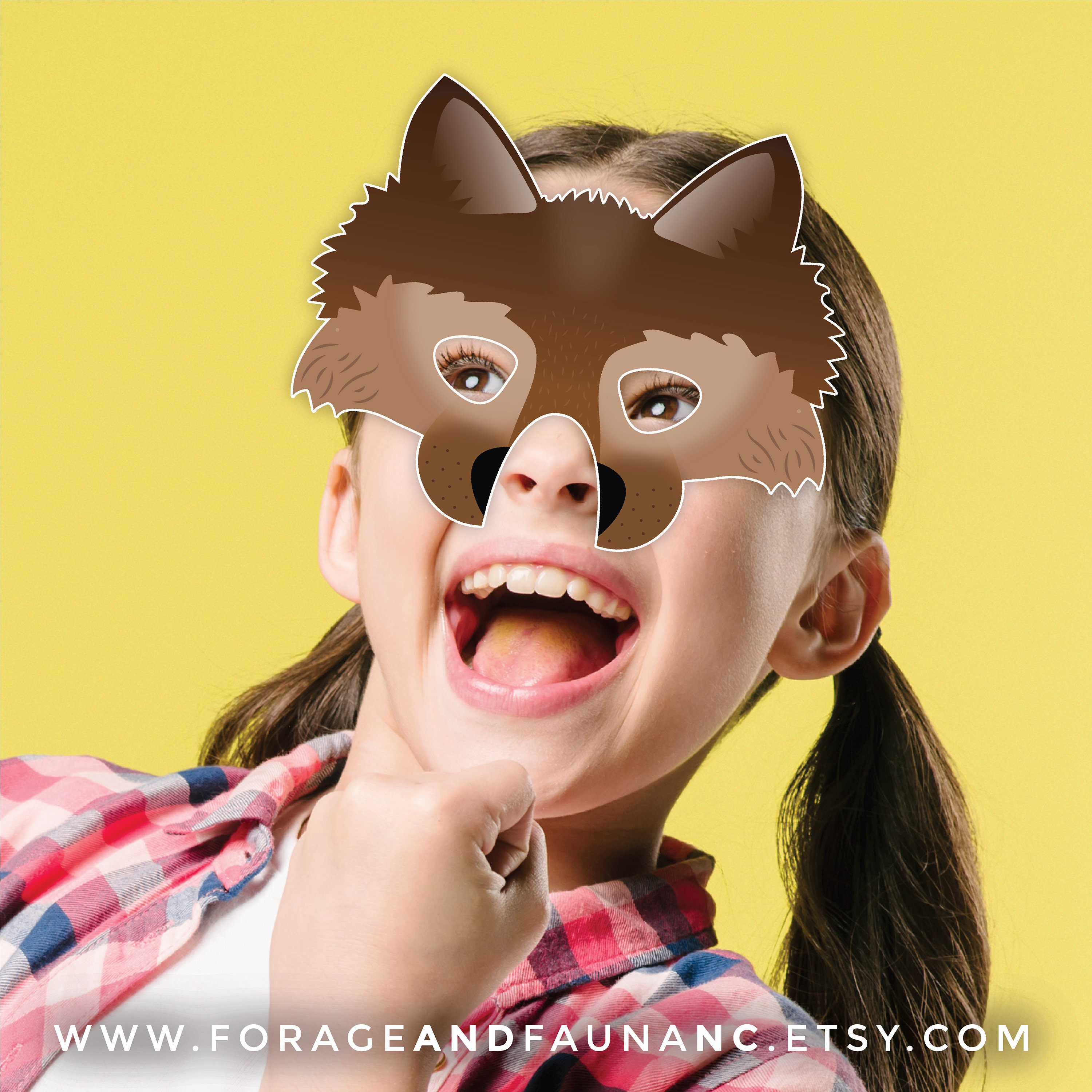Printable Brown Wolf Halloween Mask Dire Wolf Photo Booth Props Little ...