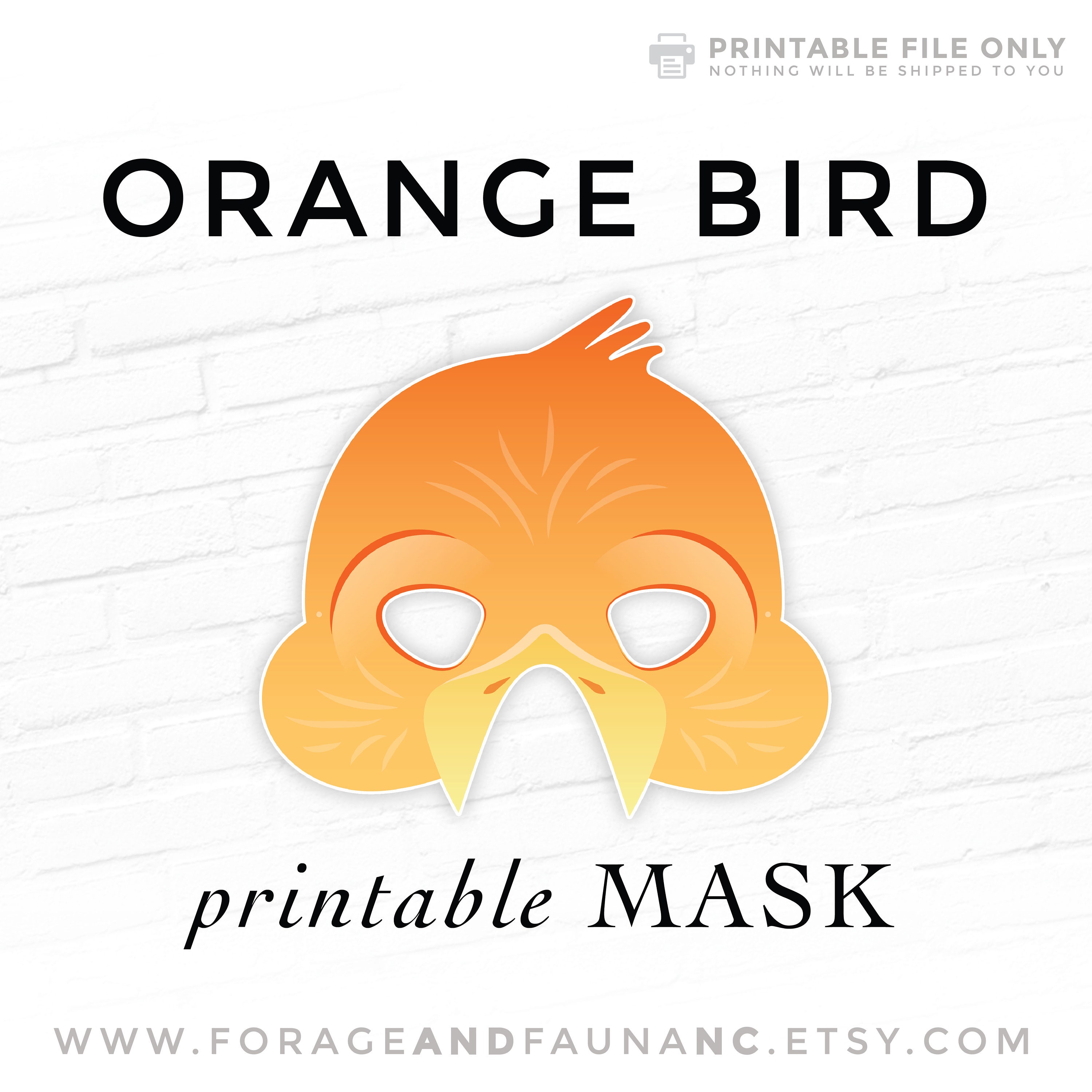 Orange Bird Printable Mask Costume Orange Headed Tanager Blackbird ...