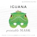 Iguana Lizard Printable Animal Mask Halloween Costume Green Giant ...