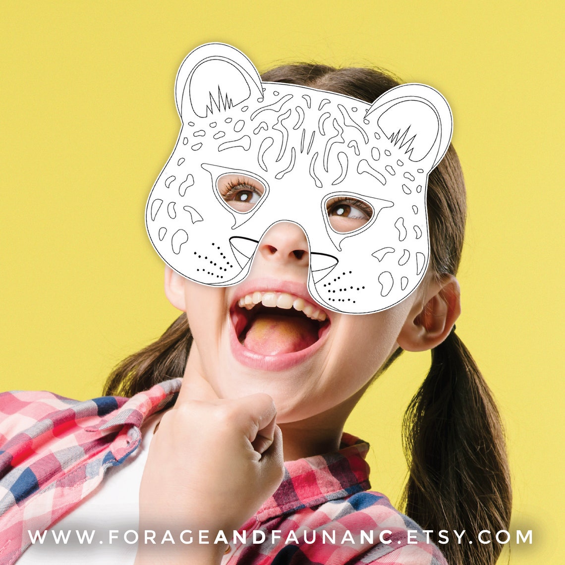 Leopard Coloring Mask Printable Halloween Big Cat Coloring - Etsy