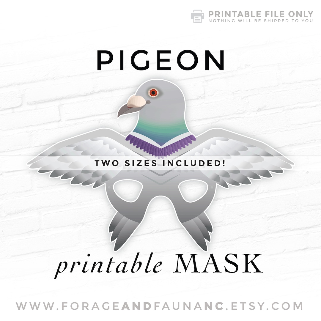 Pigeon Printable Bird Mask Mourning Dove Costume Halloween Party Animal ...