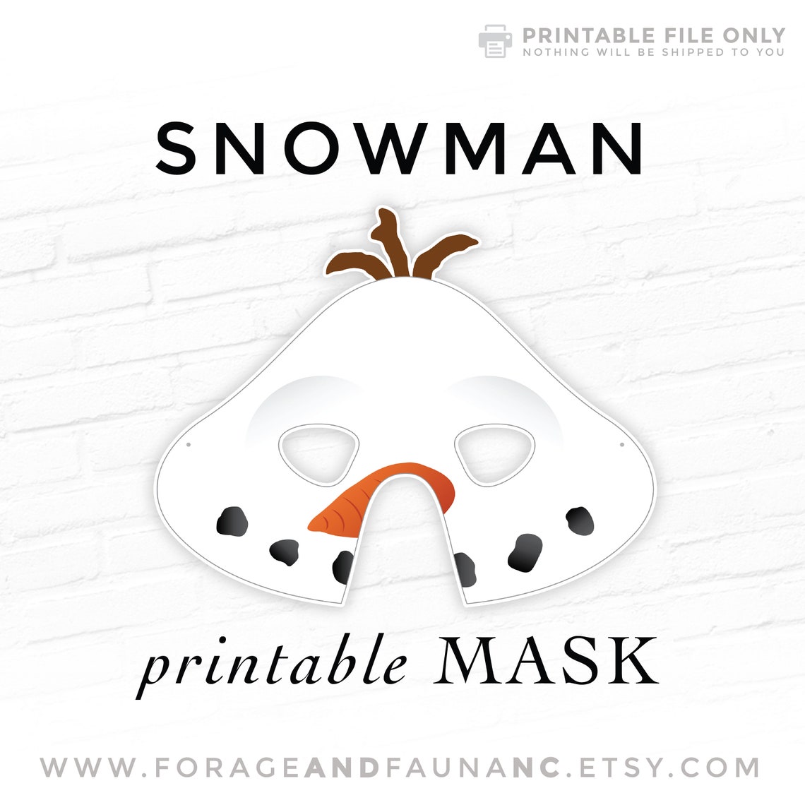 Snowman Printable Costume Face Mask Snow Man Cosplay Frosty - Etsy