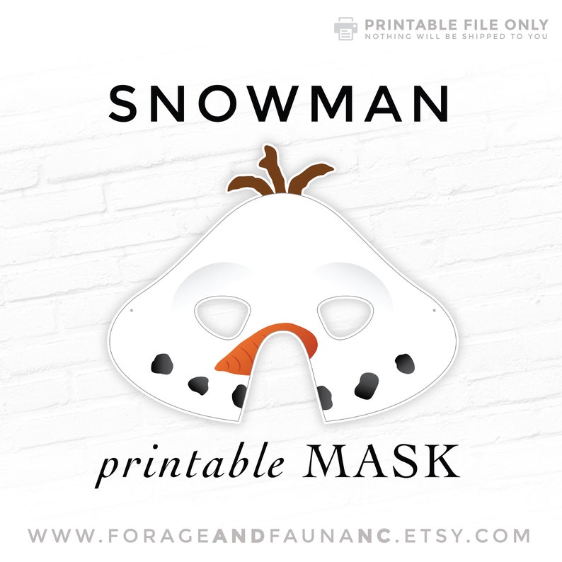 Snowman Printable Costume Face Mask Snow Man Cosplay Frosty the Snowman ...