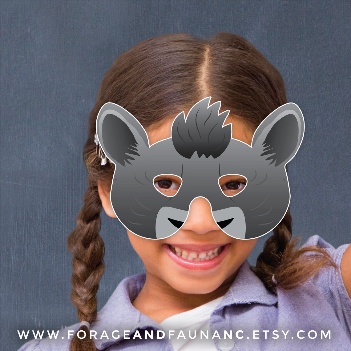 Donkey Printable Animal Mask Nativity Costume Wild Mule Gray - Etsy