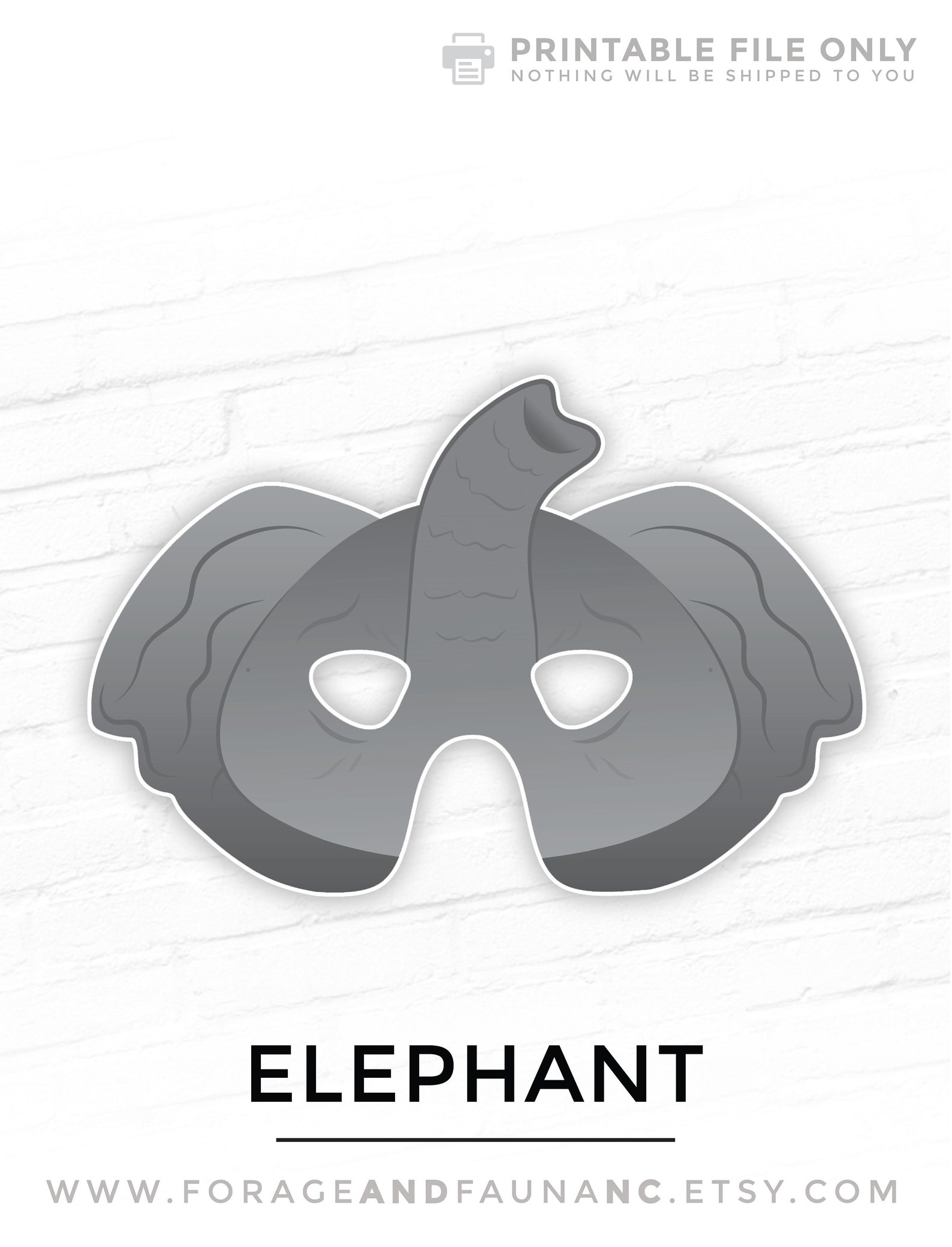 Elephant Printable Halloween Mask Costume Kids Childrens - Etsy