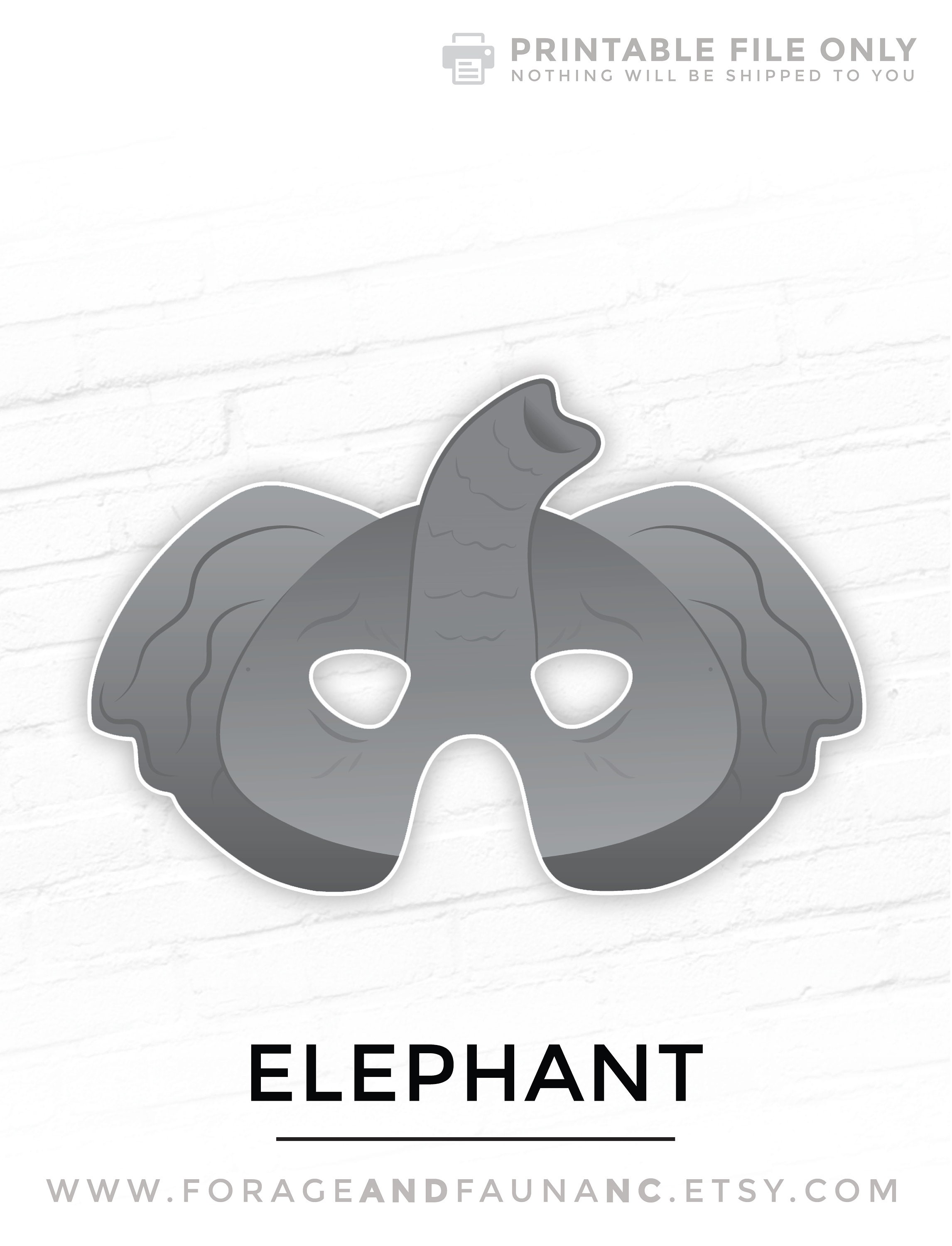 Elephant Printable Halloween Mask Costume Kids Childrens - Etsy