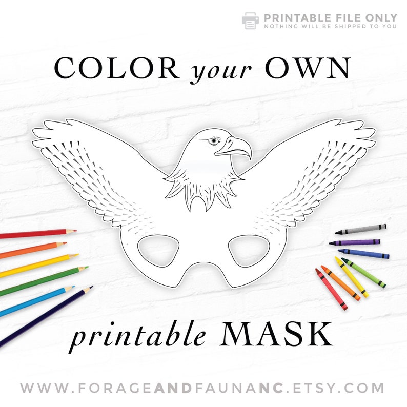 Coloring Fun Bald Eagle Mask Activity Eagle Mask Bird Mask Birthday ...