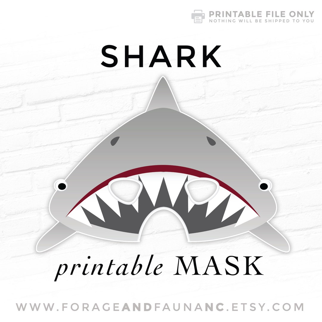 Great White Shark Printable Halloween DIY Party Mask Sharknado Shark ...