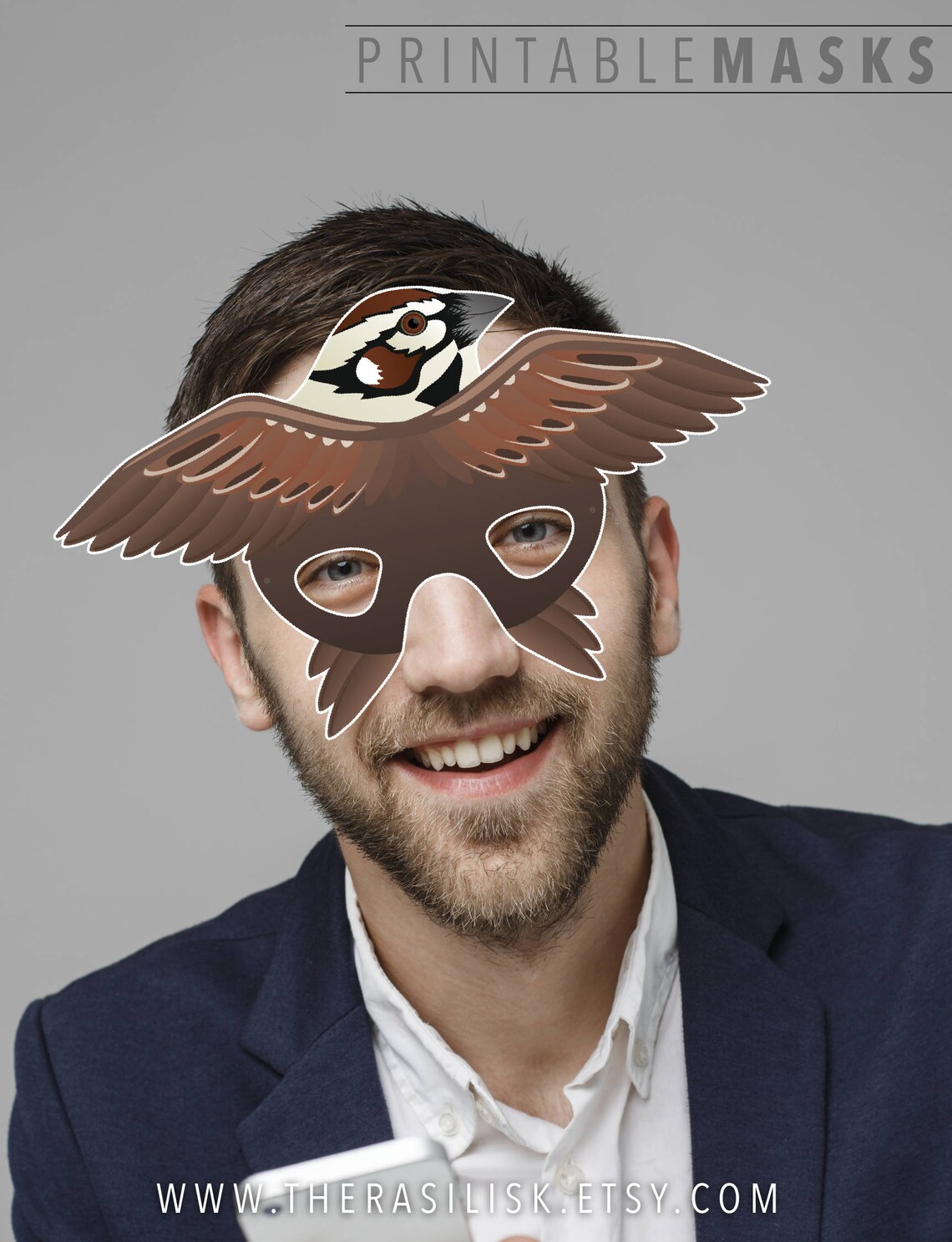 Printable Bird Mask Sparrow Printable Mask Animal Masks - Etsy