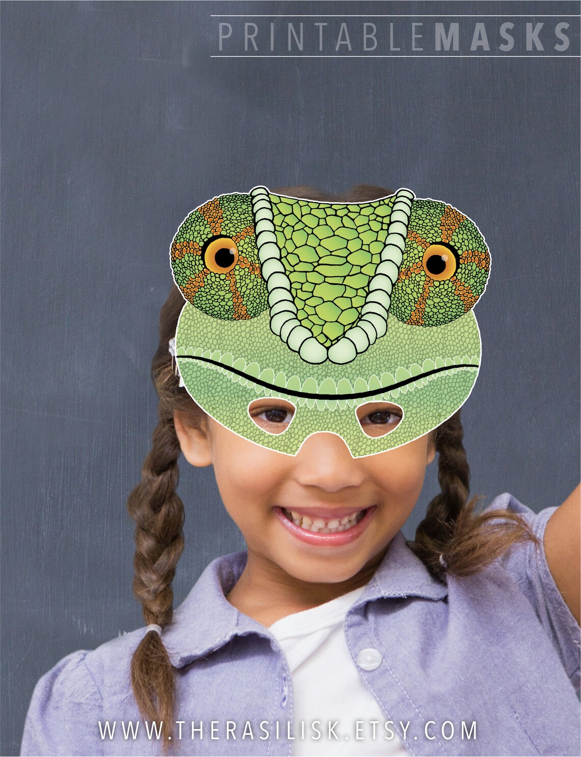 Printable Mask Halloween Costume Chameleon Lizard Mask | Etsy