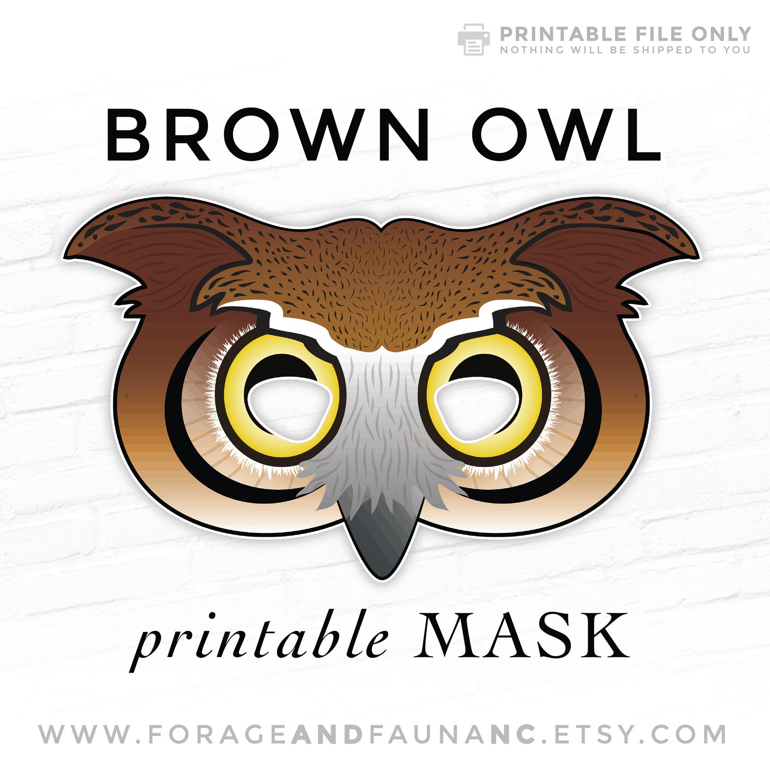 Printable Owl Mask, Great Horned Owl Mask, Printable Bird Mask ...