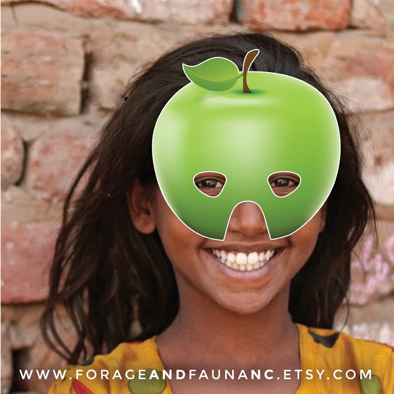 Green Apple Printable Party Mask Fruit Mask Party Play Props | Etsy