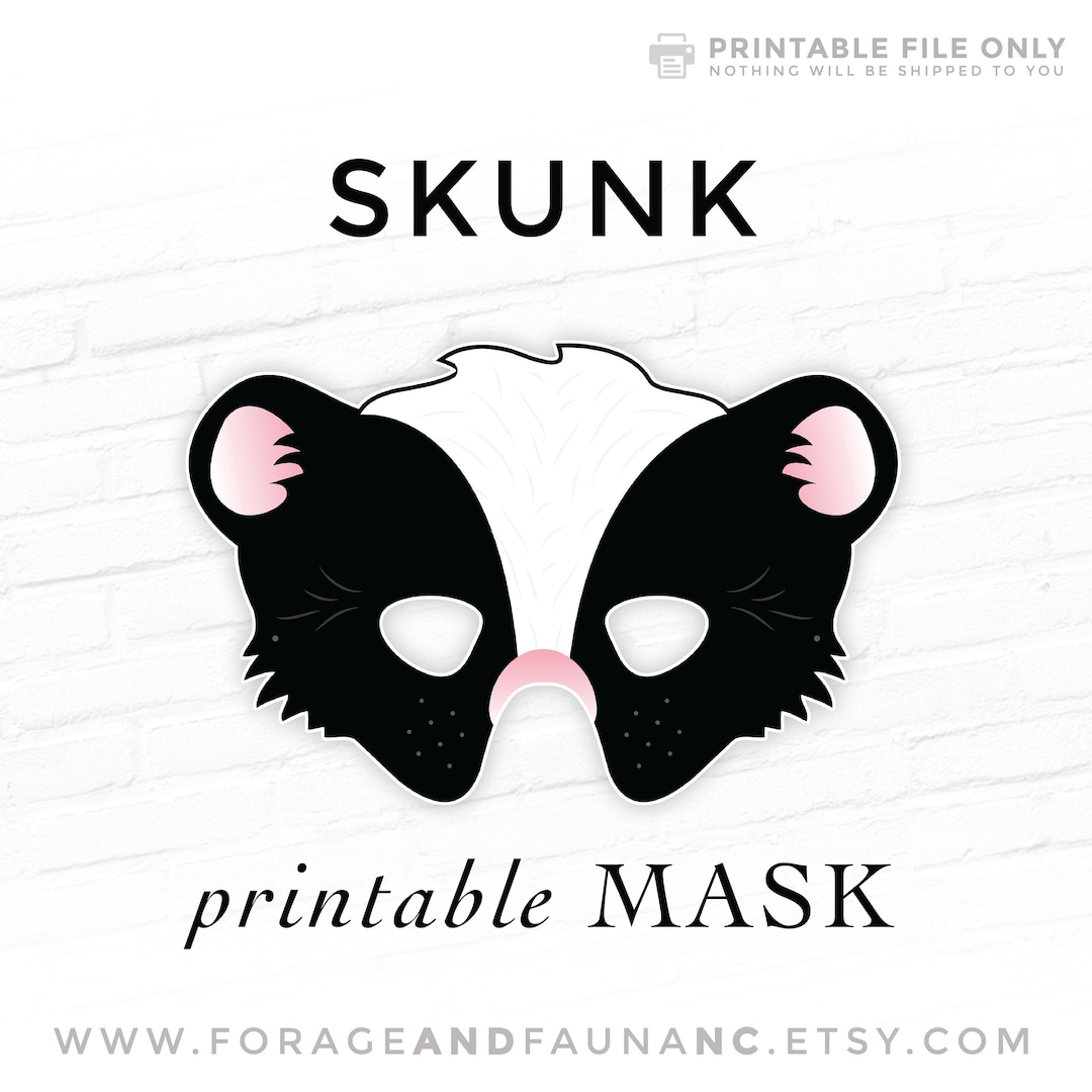 Skunk Printable Mask Animal Halloween Party Costume Masks Stink Badger ...