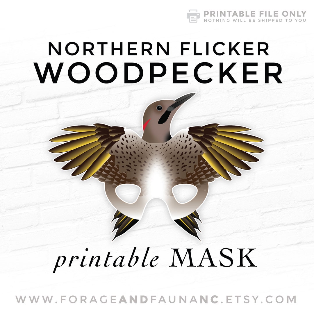 Northern Flicker Woodpecker Printable Mask Costume Halloween Party ...