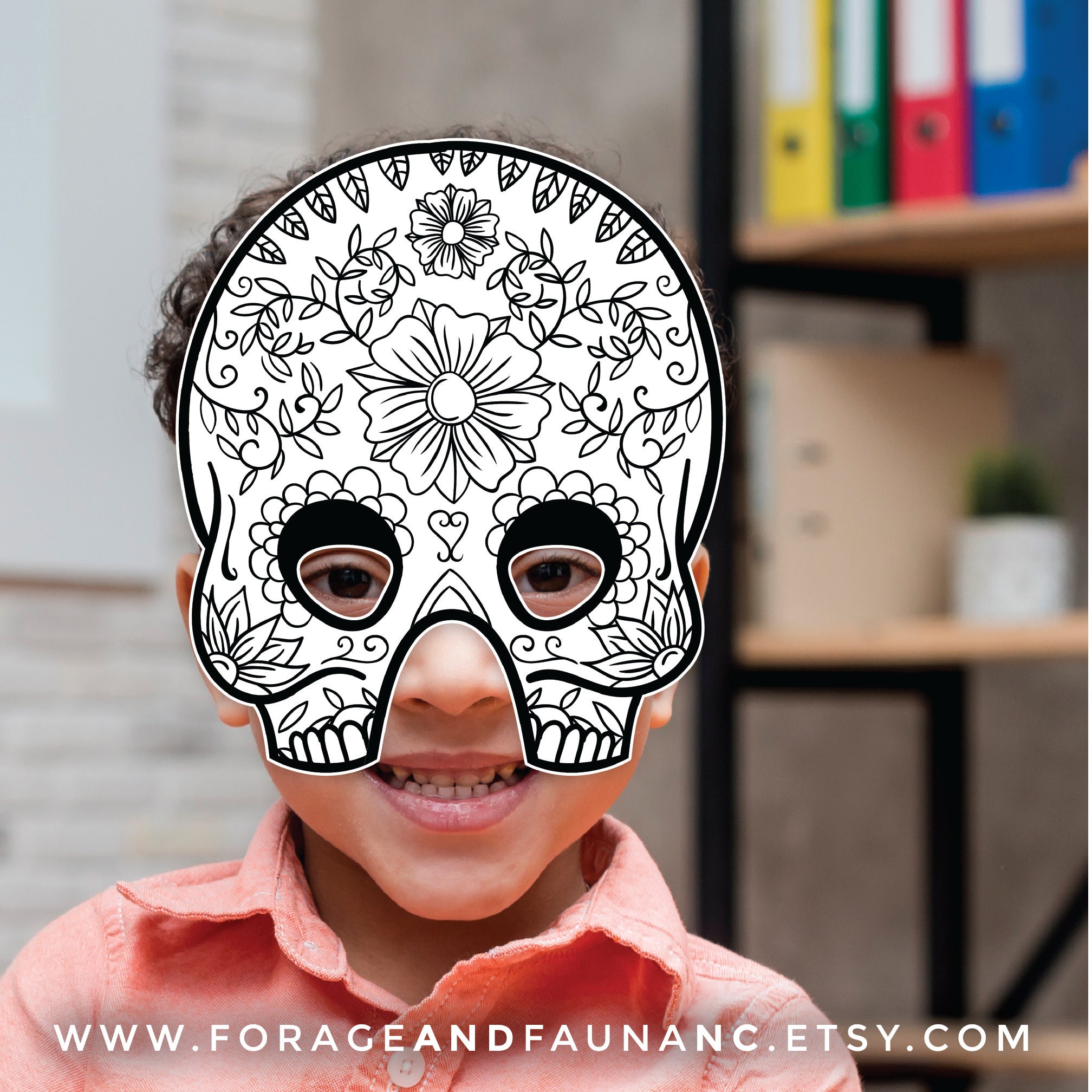 Coloring Fun Day of the Dead Printable Mask Activity Mexican Sugar ...