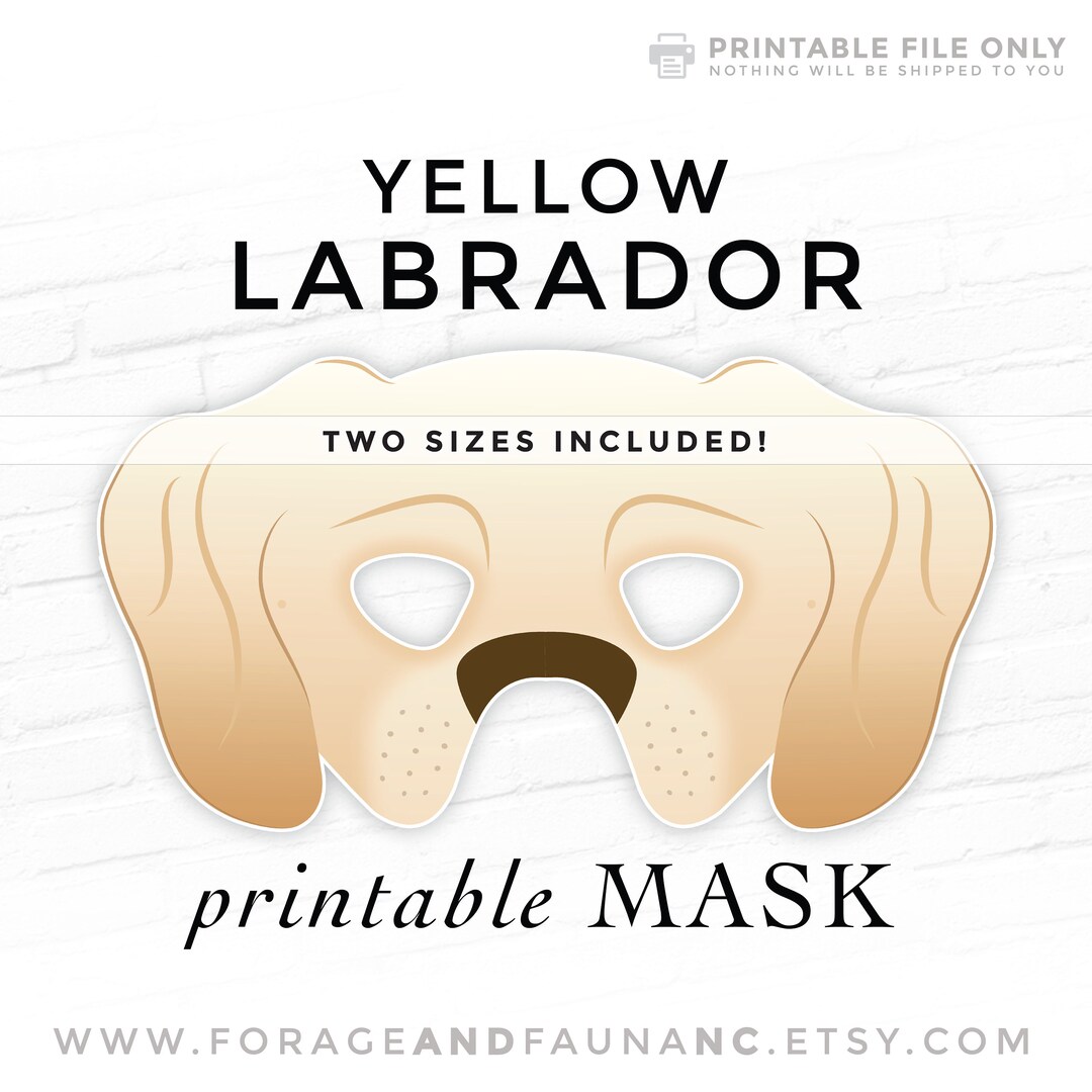Yellow Labrador Printable Dog Mask Costume Tan Bassidor Golden ...