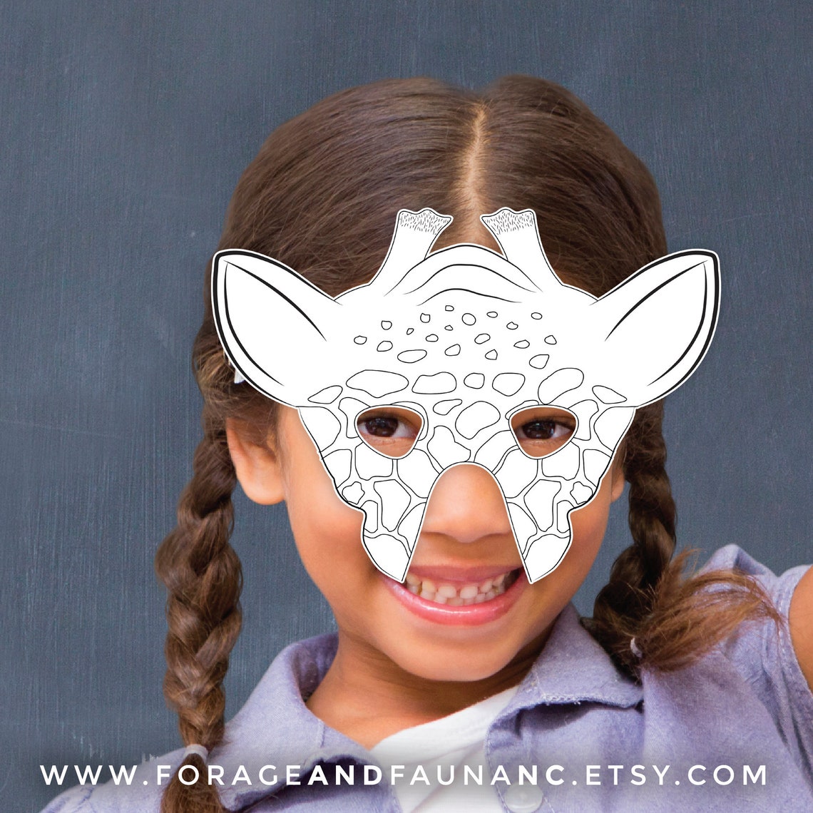 Giraffe Mask Printable Coloring Mask Fun Activity Page Animal - Etsy