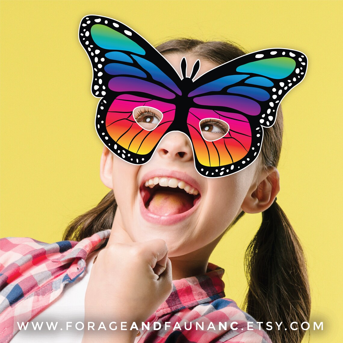Rainbow Butterfly Printable Mask Colorful Moth Mask Bug Insect Mask ...