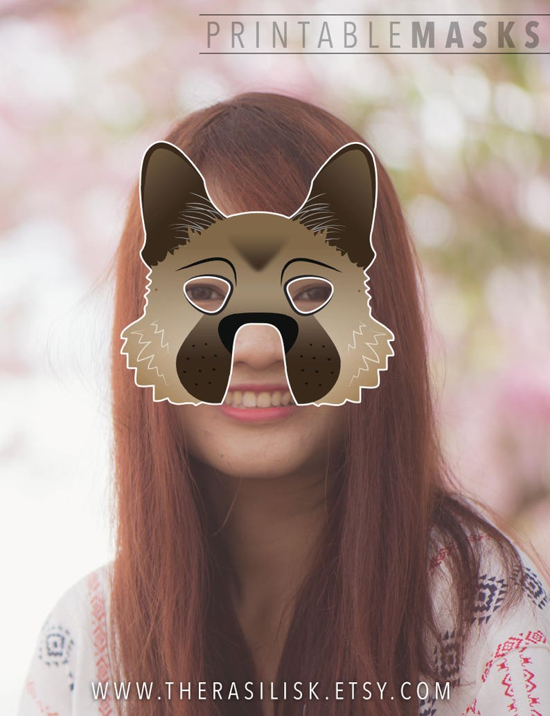 German Shepherd Printable Mask Malinois Dog Mask Halloween | Etsy