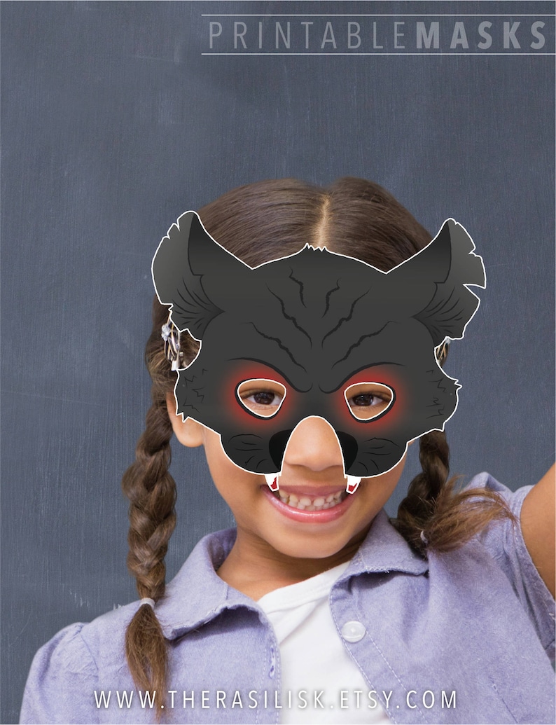 Halloween Mask Printable Mask Evil Gray Rat Mask Black - Etsy Australia