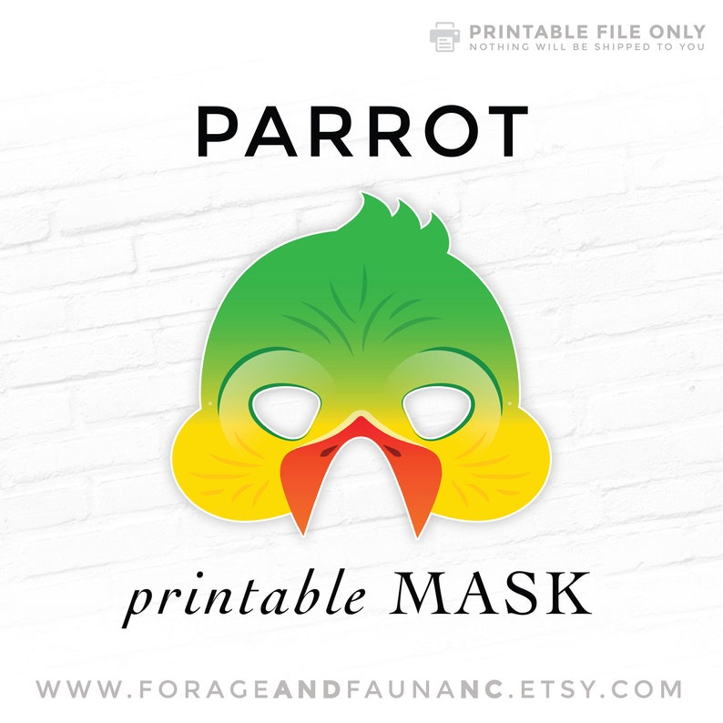 Parrot Printable Bird Mask Tropical Bird Budgerigar Budgie Macaw ...