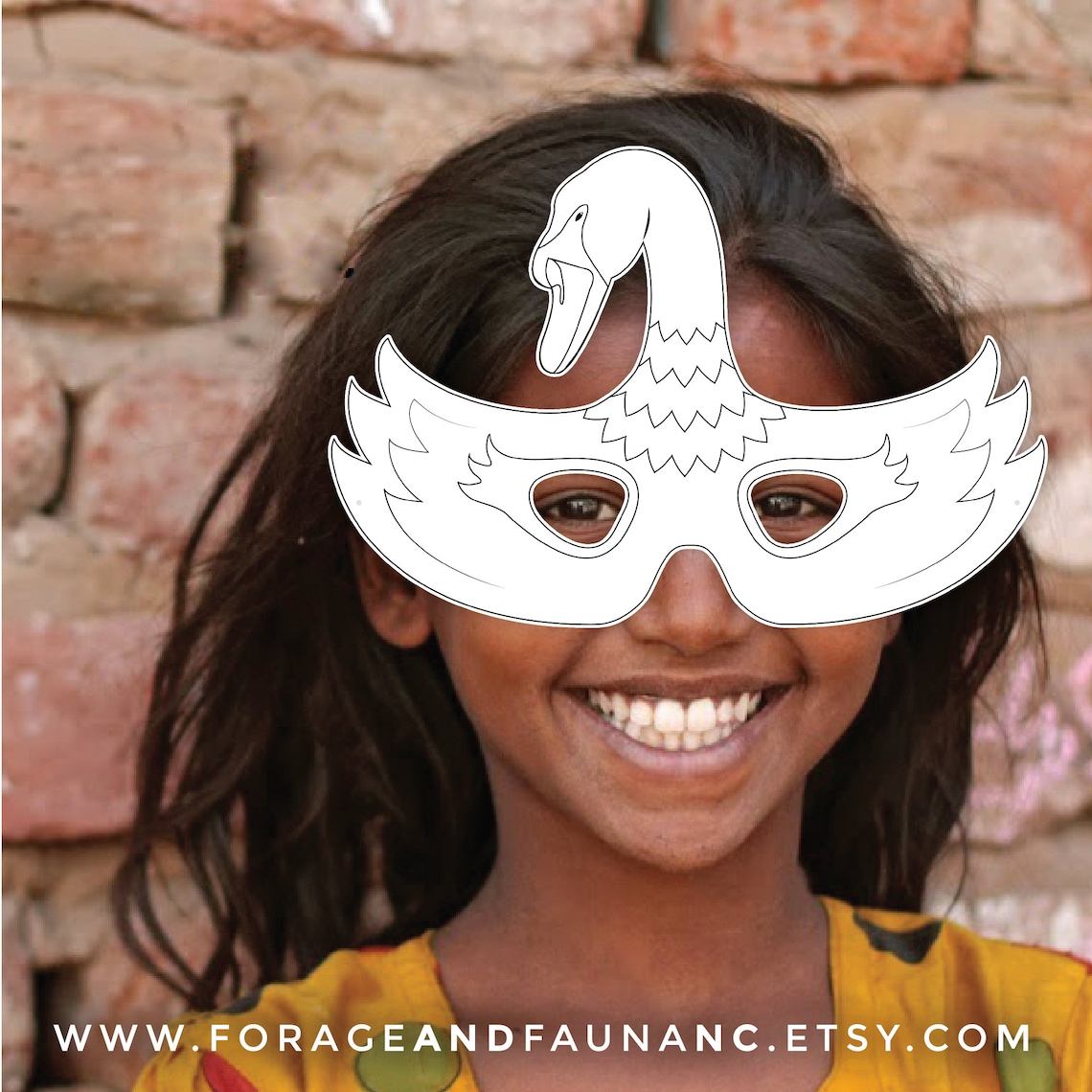 Printable Swan Coloring Activity Mask for Kids White Goose - Etsy
