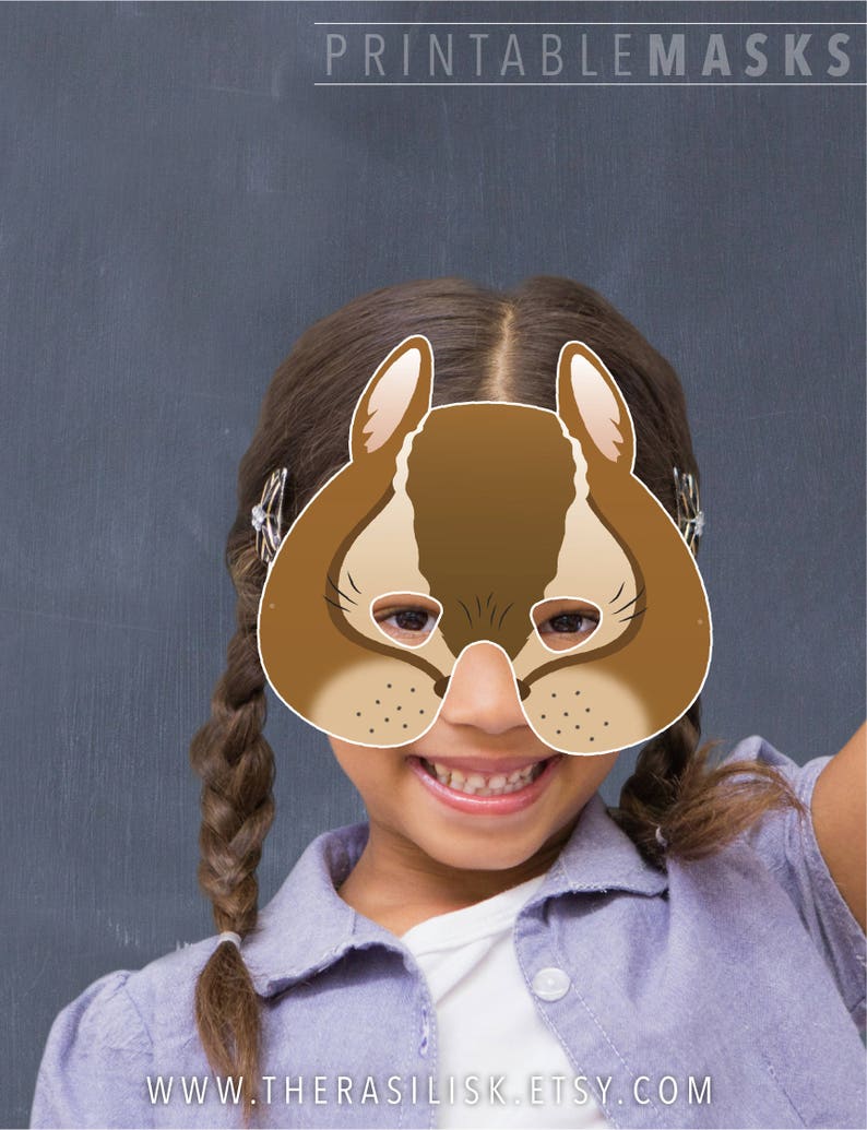 Printable Mask Halloween Animal Mask Chipmunk Mask Alvin - Etsy