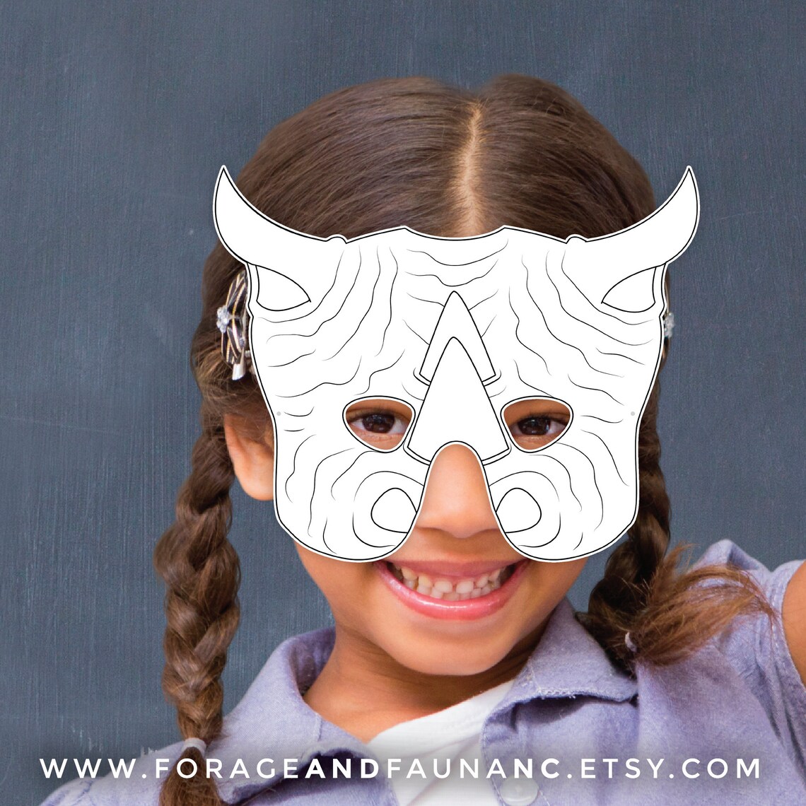 Color Your Own Rhino Mask Rhinoceros Printable Animal Mask - Etsy