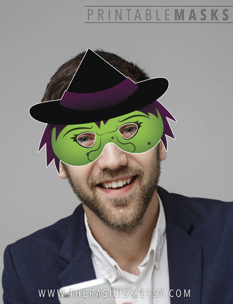 Witch Printable Halloween Face Mask DIY Costume Witch Wicked - Etsy