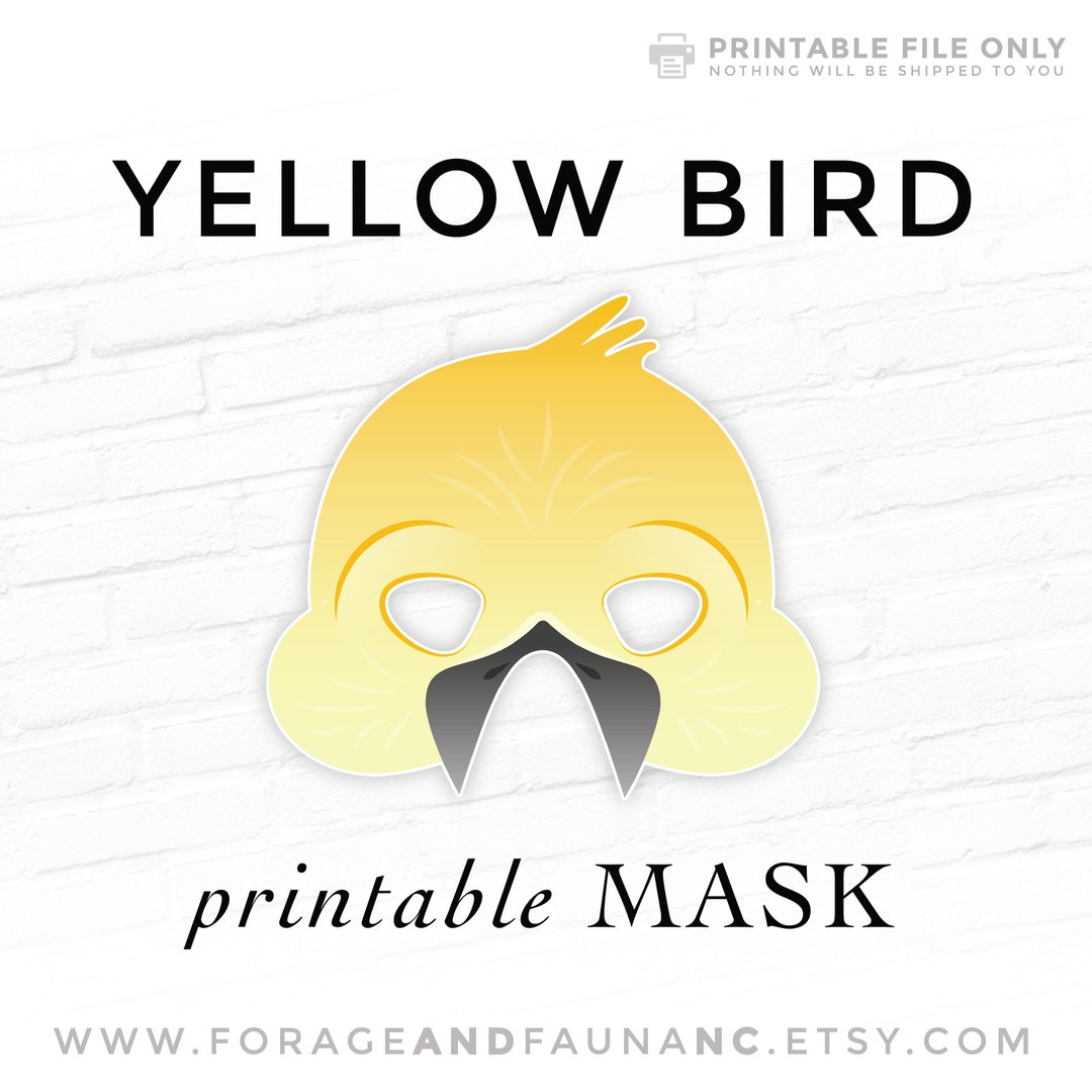 Yellow Bird Printable Mask Costume Yellow Headed Blackbird Warbler ...