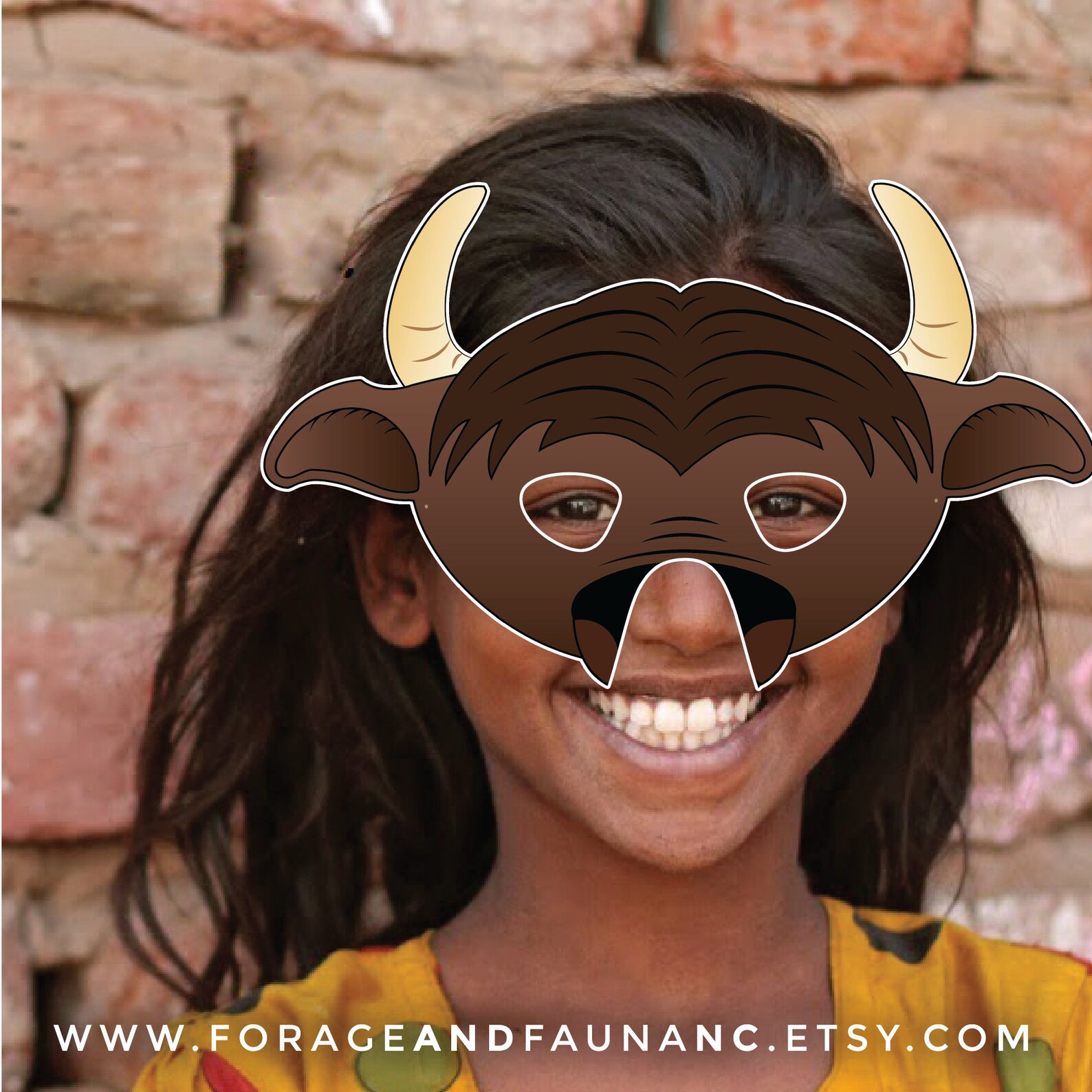 Buffalo Printable Mask Bison Mask Printable Animal Mask Halloween Party ...