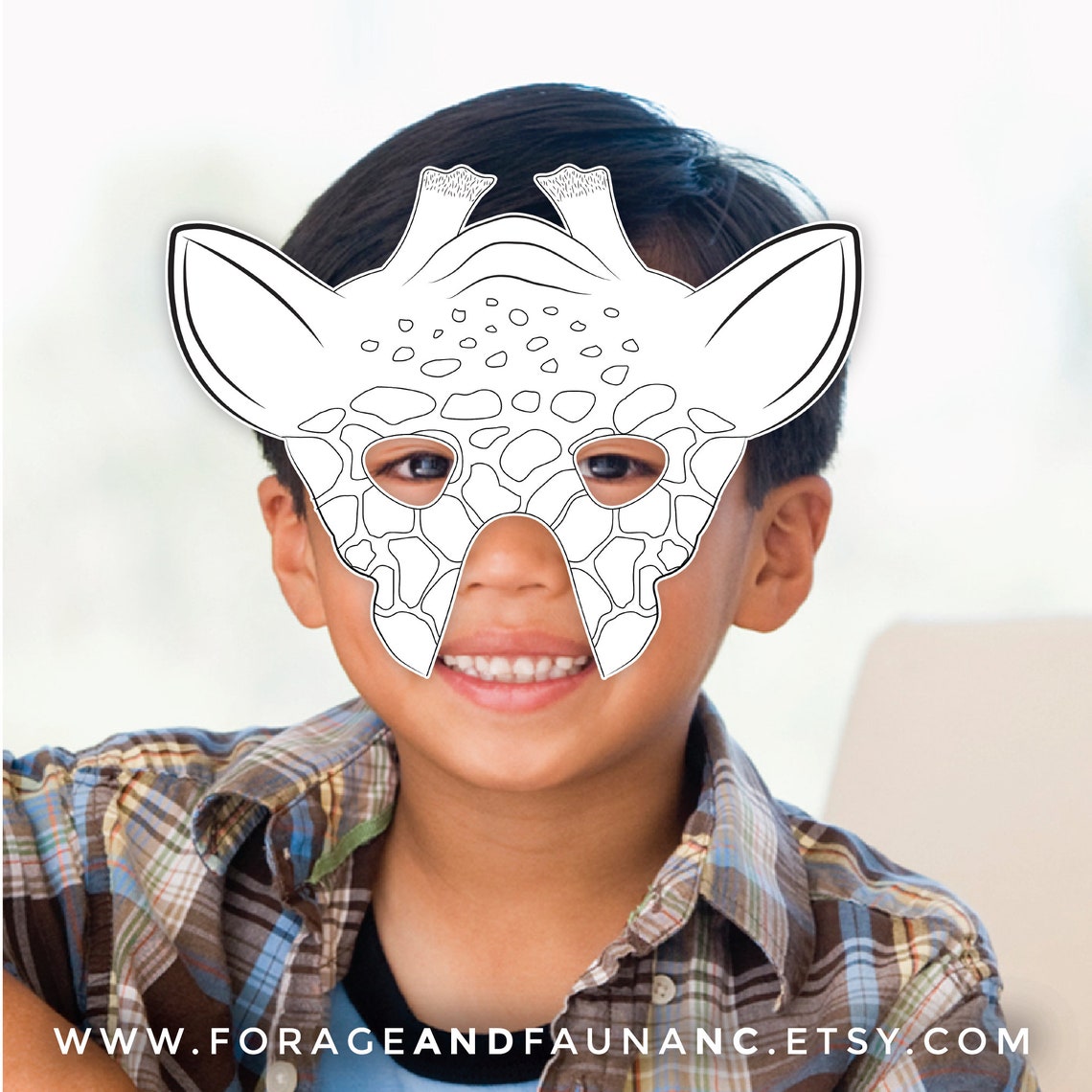 Giraffe Mask Printable Coloring Mask Fun Activity Page Animal - Etsy