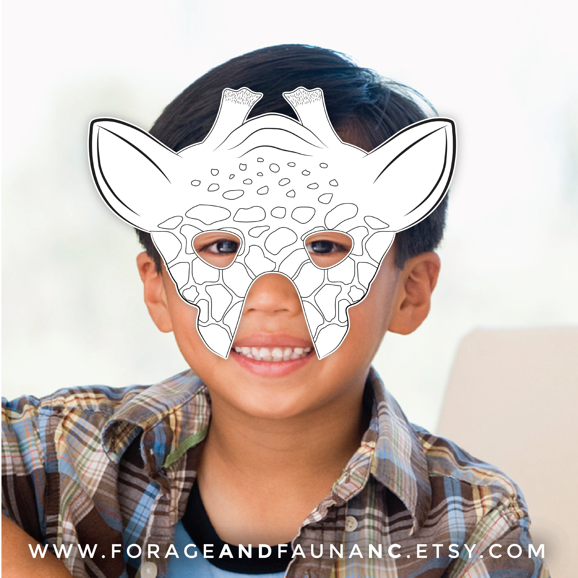 Giraffe Mask Printable Coloring Mask Fun Activity Page Animal Mask ...