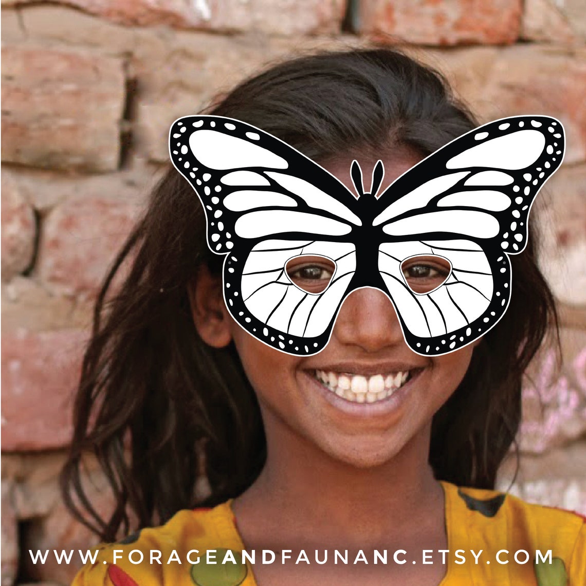 Coloring Book Fun Activity Monarch Butterfly Mask Printable Insect Bug ...