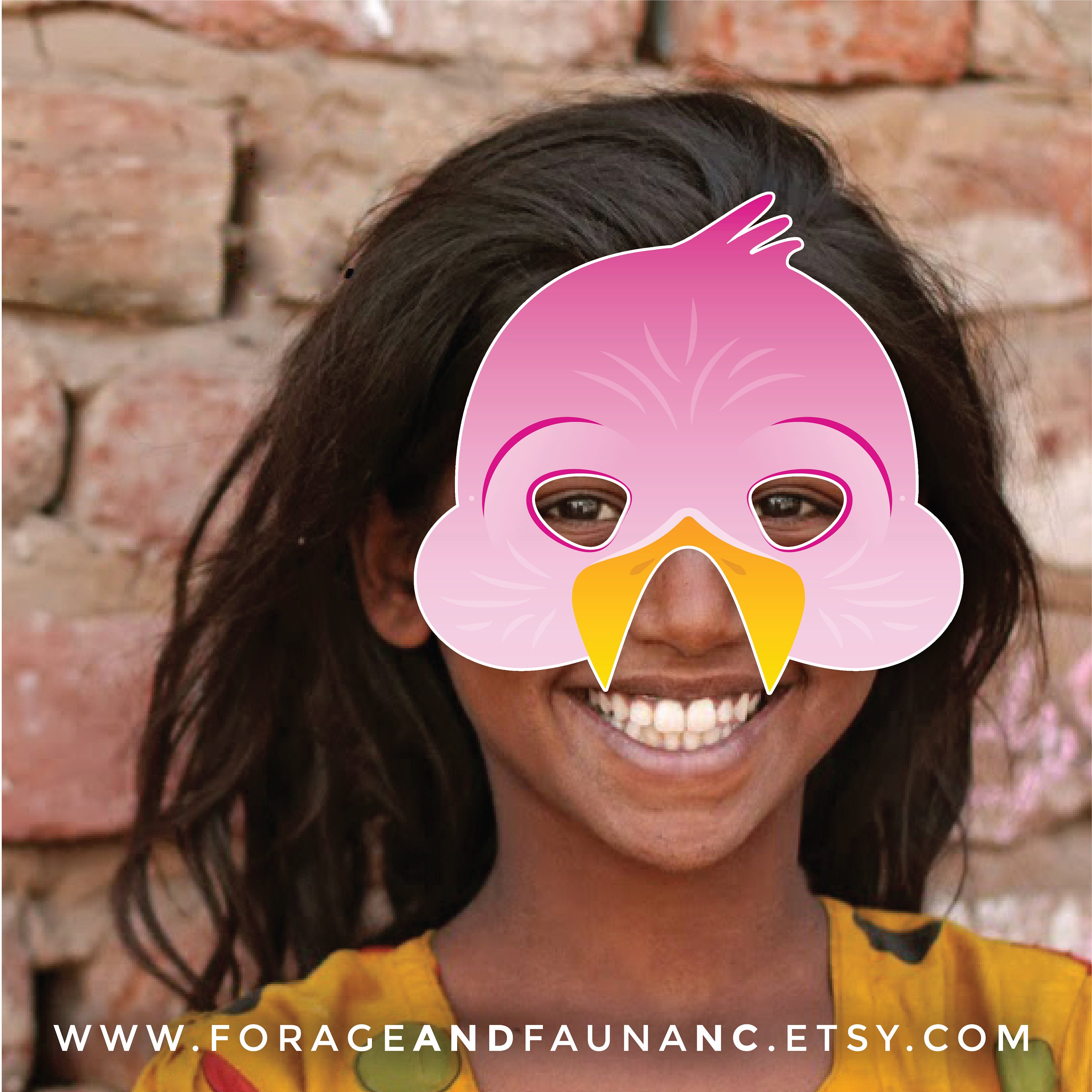 Pink Bird Printable Mask Costume Pink Headed Warbler Fruit Dove Finch ...