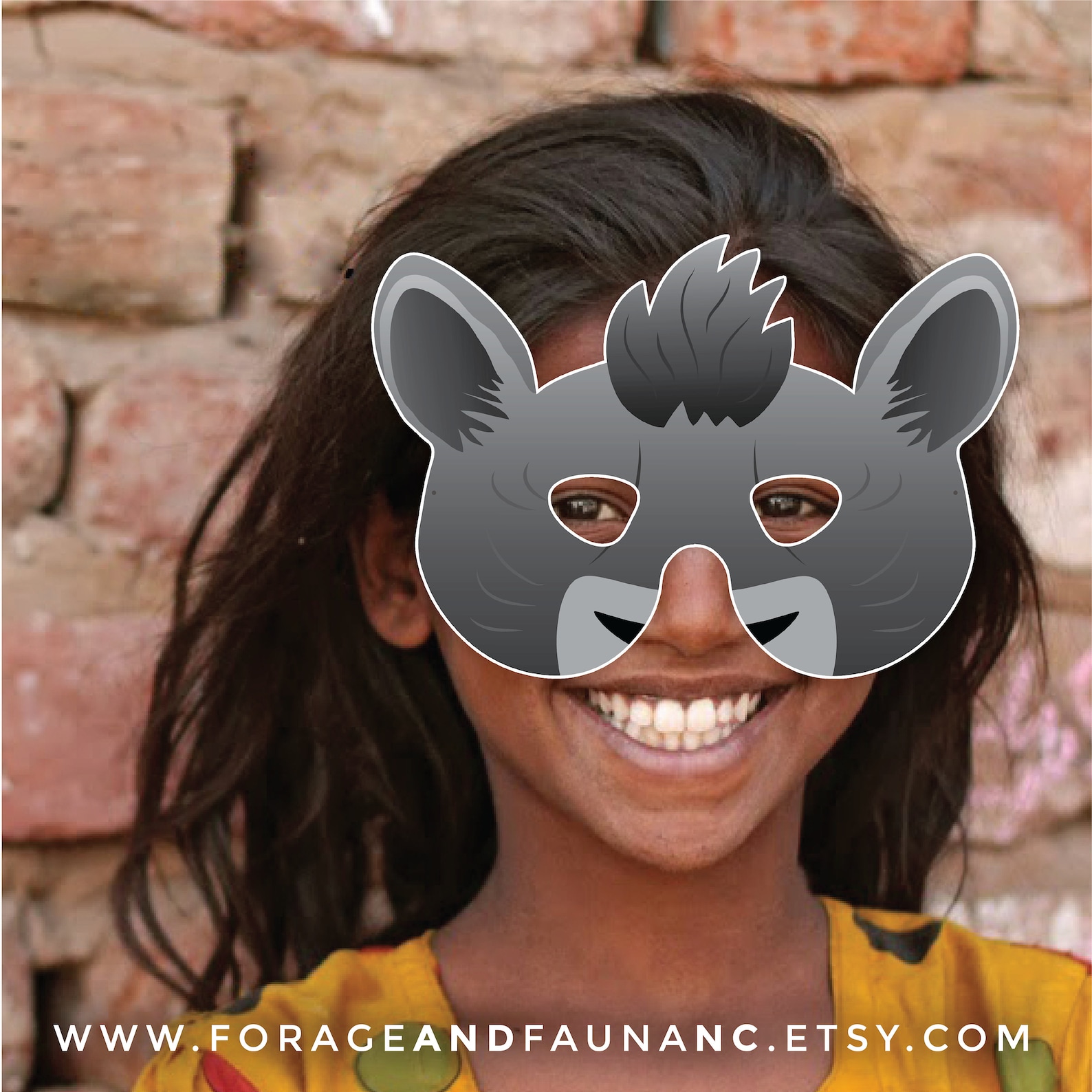 Donkey Printable Animal Mask Nativity Costume Wild Mule Gray Horse ...