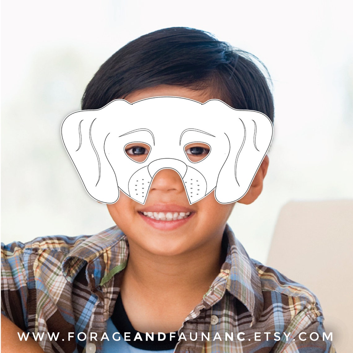 Labrador Printable Dog Coloring Activity Mask Costume Dog Halloween ...