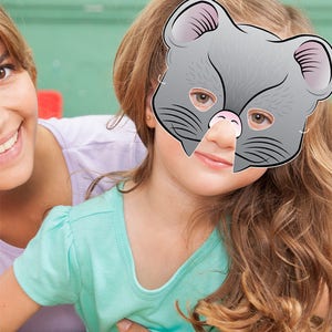 Ferret Weasel Printable Animal Party Mask Gray Ferret Animal - Etsy